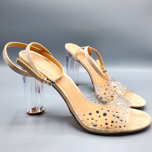 Shoe Dazzle | Shoes | Clear Block Heel With Rhinestones | Poshmark